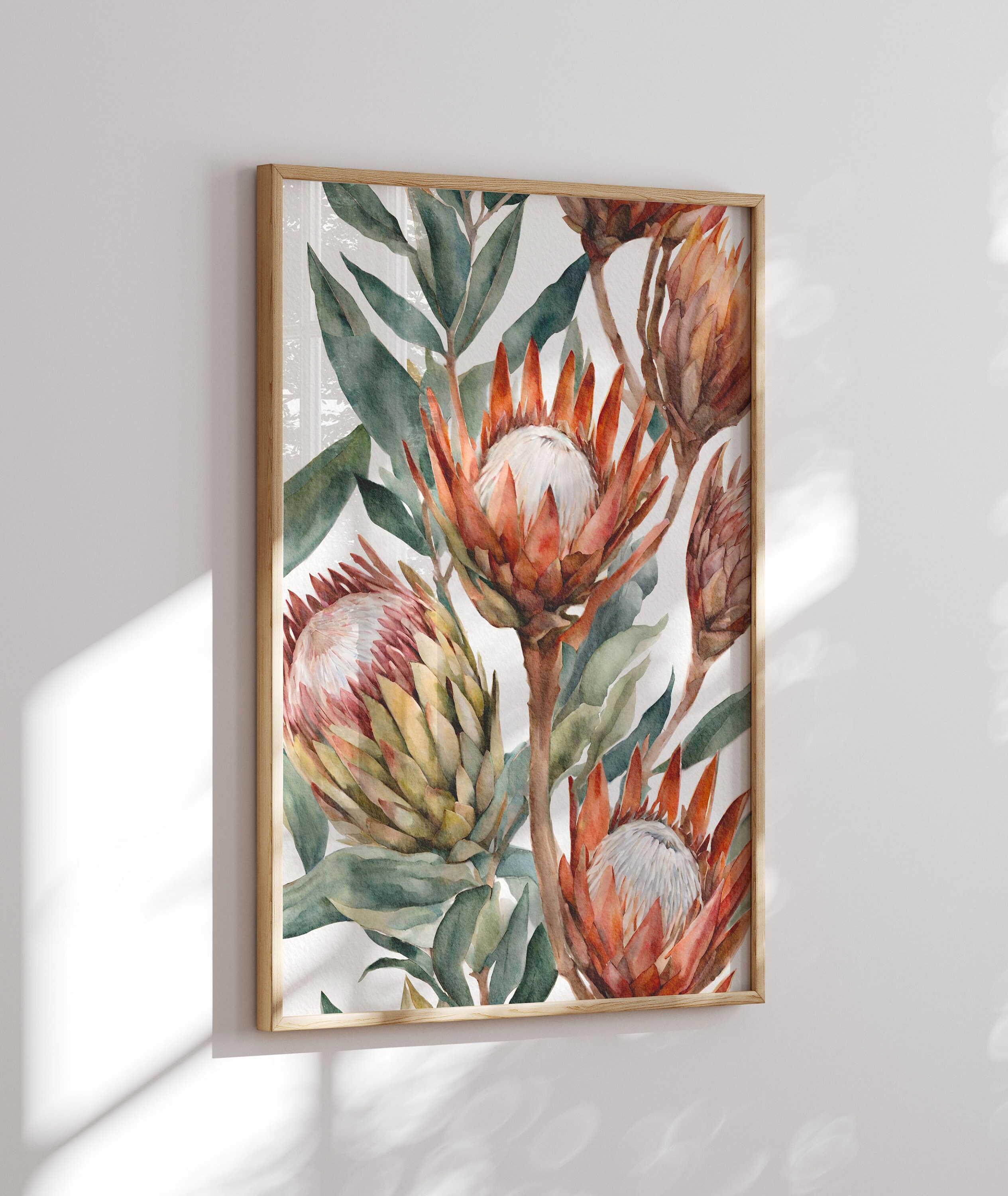 King Proteas Digital Art Download for Home Decor Set of 2 South Africa Proteas Original Floral ...