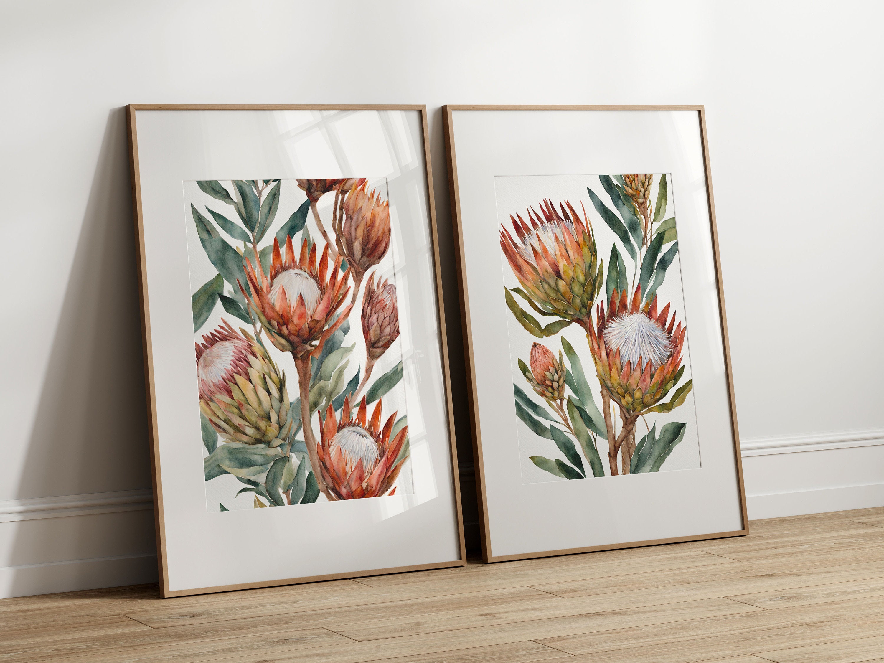 King Proteas Digital Art Download for Home Decor Set of 2 South Africa Proteas Original Floral ...