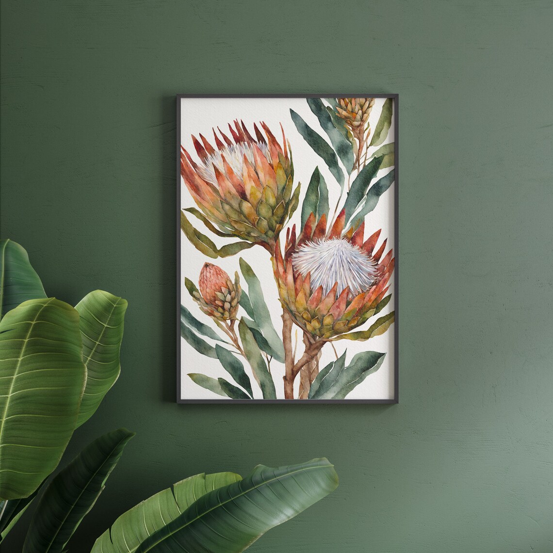King Proteas Digital Art Download for Home Decor Set of 2 South Africa Proteas Original Floral ...