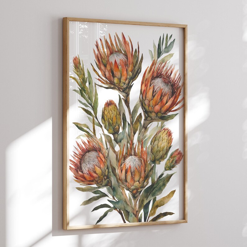 King Proteas Digital Art Download for Home Decor | Watercolor South ...