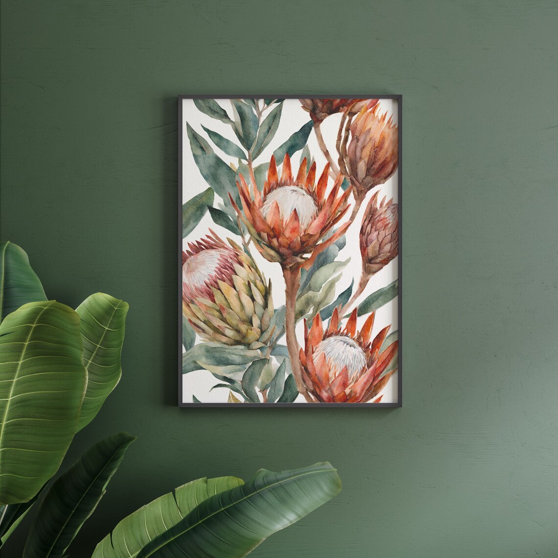 King Proteas Digital Art Download for Home Decor Set of 2 South Africa Proteas Original Floral ...