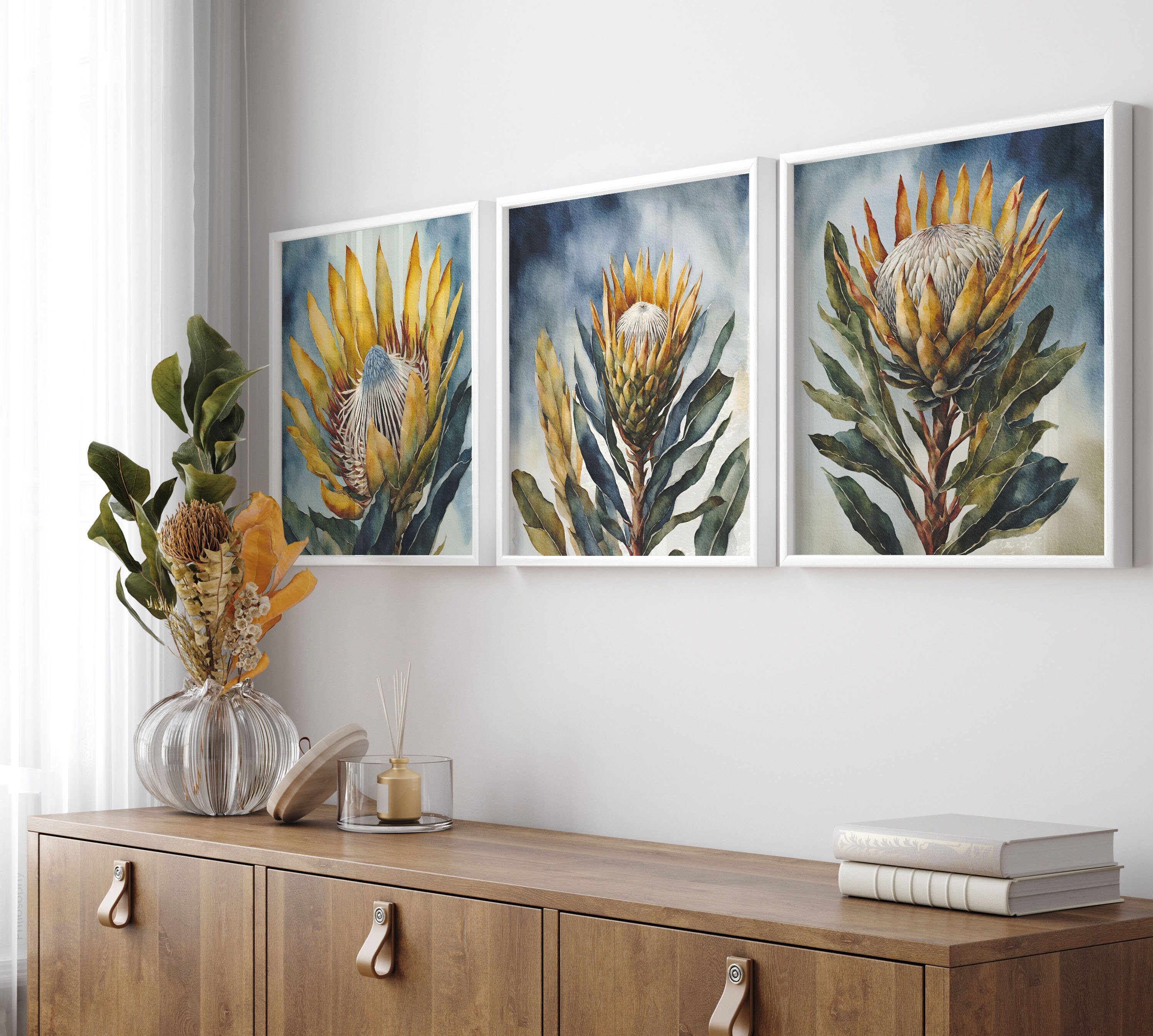King Protea Digital Art Download for Home Decor Series 2906| Set of 3 ...