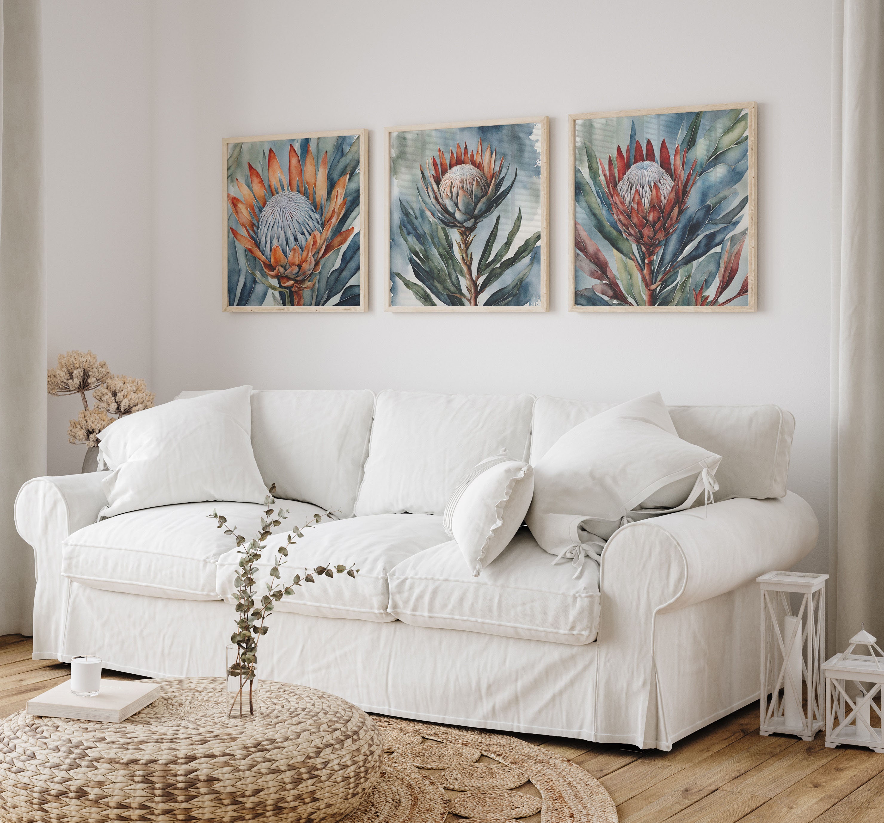 King Protea Digital Art Download for Home Decor Series 2907| Set of 3 ...