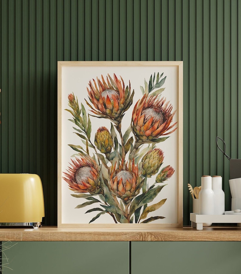 King Proteas Digital Art Download for Home Decor | Watercolor South ...