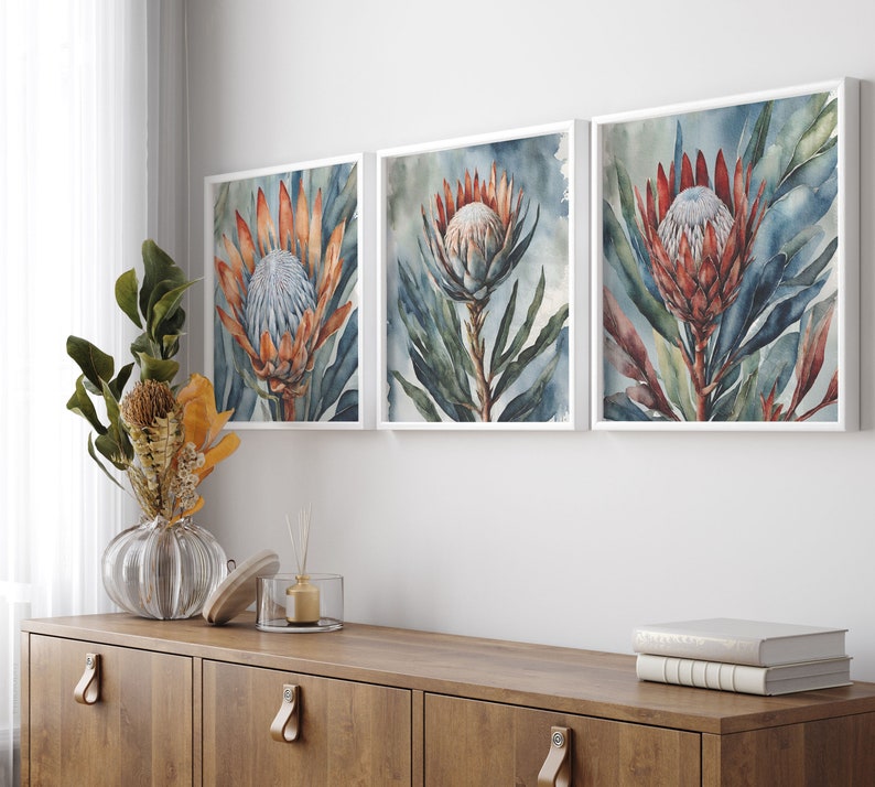 King Protea Digital Art Download for Home Decor Series 2907| Set of 3 ...