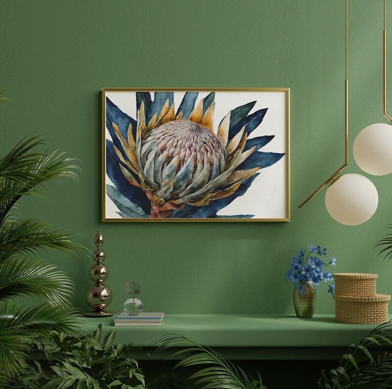 King Protea Digital Art Download for Home Decor 2903 Watercolor South Africa Proteas Original ...