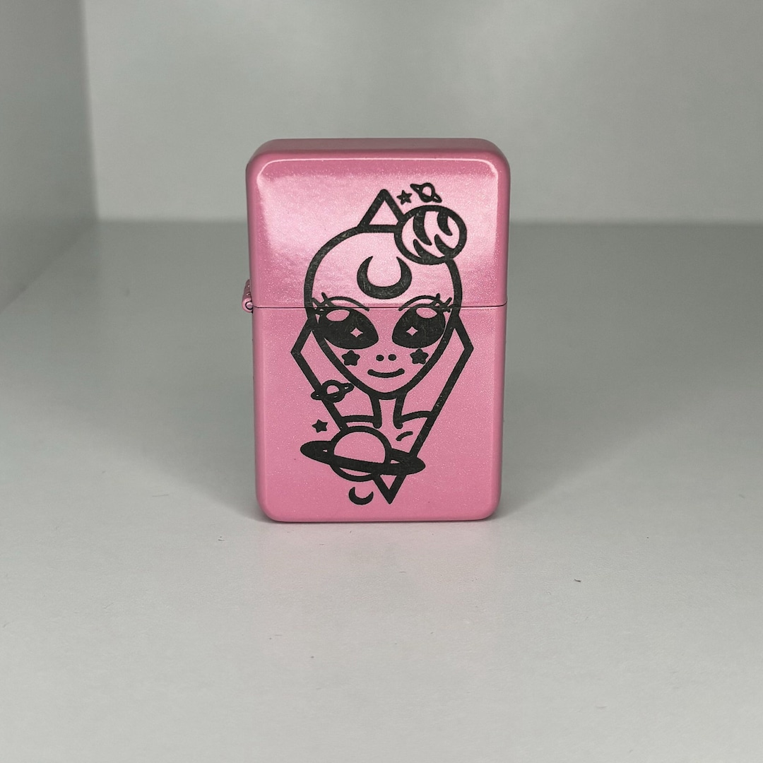 Personalised Alien Kawaii Flip Top Lighter Cute Gamer Girl Gift Pink ...