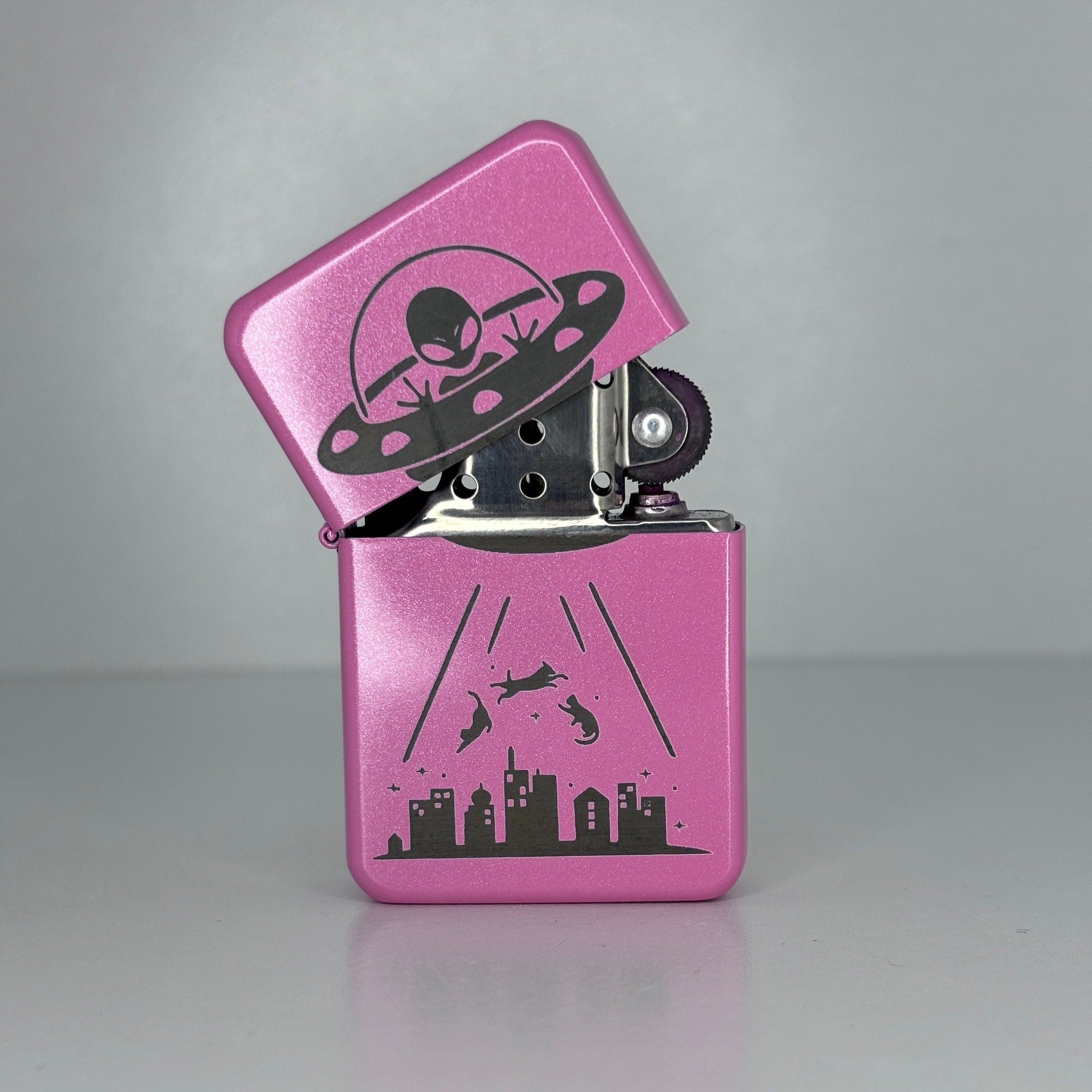 Personalised UFO Alien Abduction Lighter Flip Top Lighter Extra ...