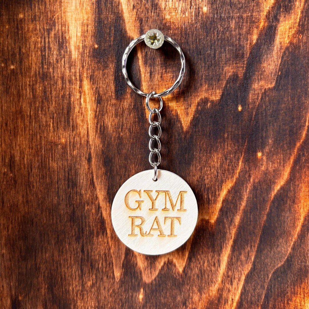 Personalised Gym Rat Keys Wooden Keyring Engraved Custom Gift Chain ...
