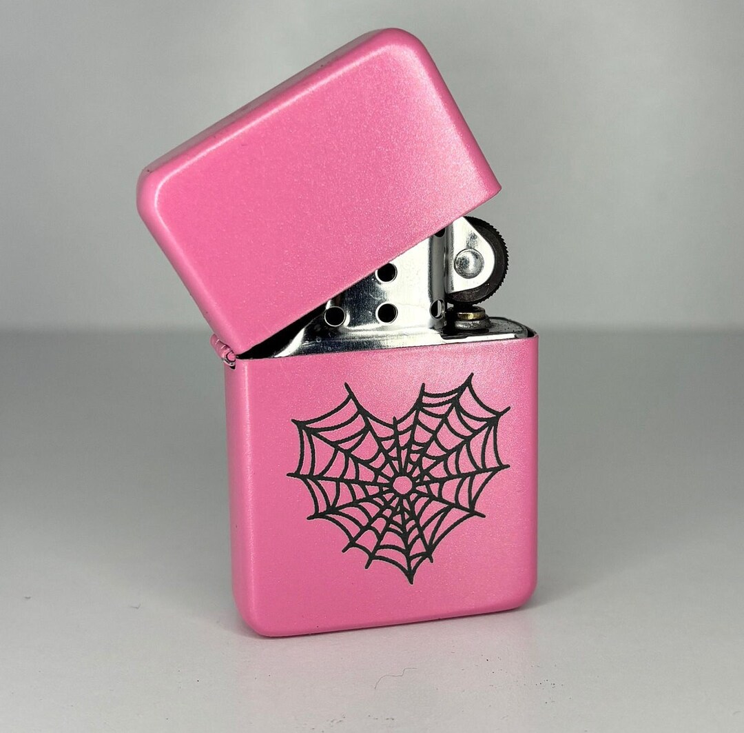 Personalised Heart Spider Web Flip Lighter Kawaii Cute Gamer Girl ...