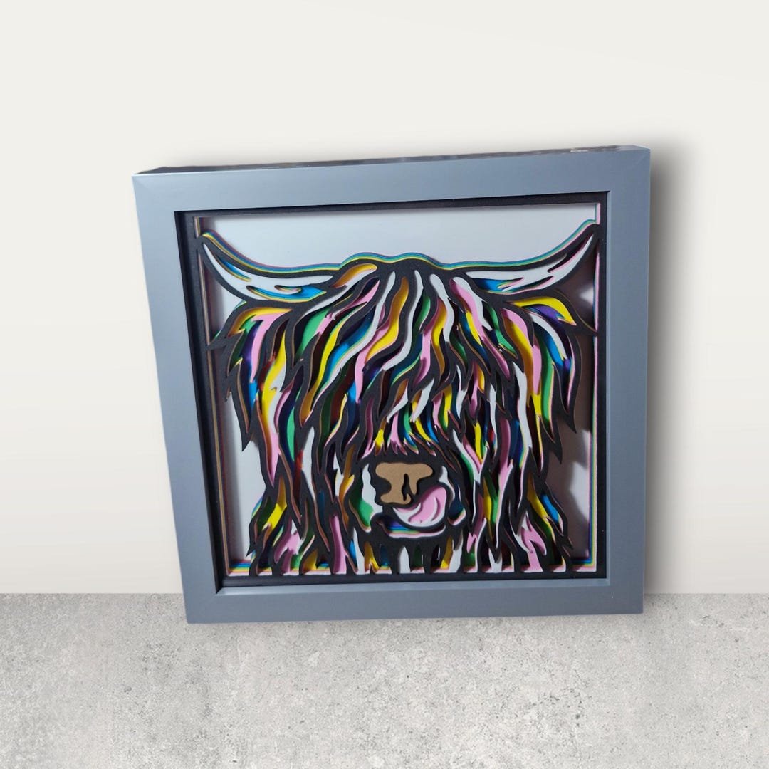 Highland Cow Shadow Box 3D Art - Framed - Etsy UK