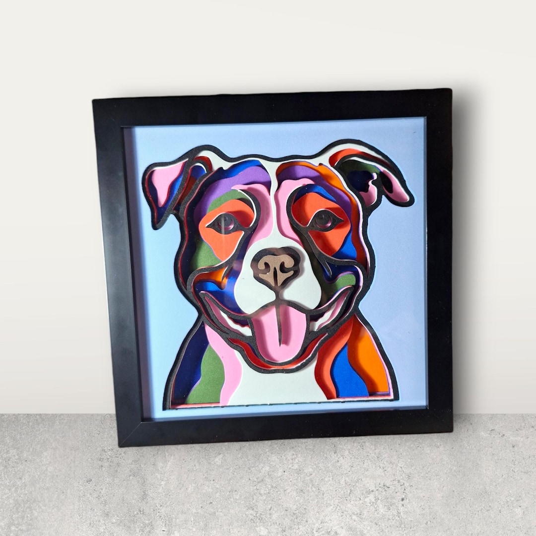 Staffordshire Bull Terrier 'staffy' Shadow Box 3D Art - Framed - Etsy