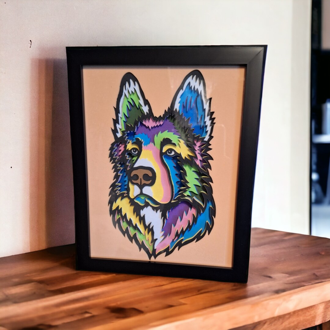 German Shepherd Shadow Box 3D Art - Framed - Etsy UK