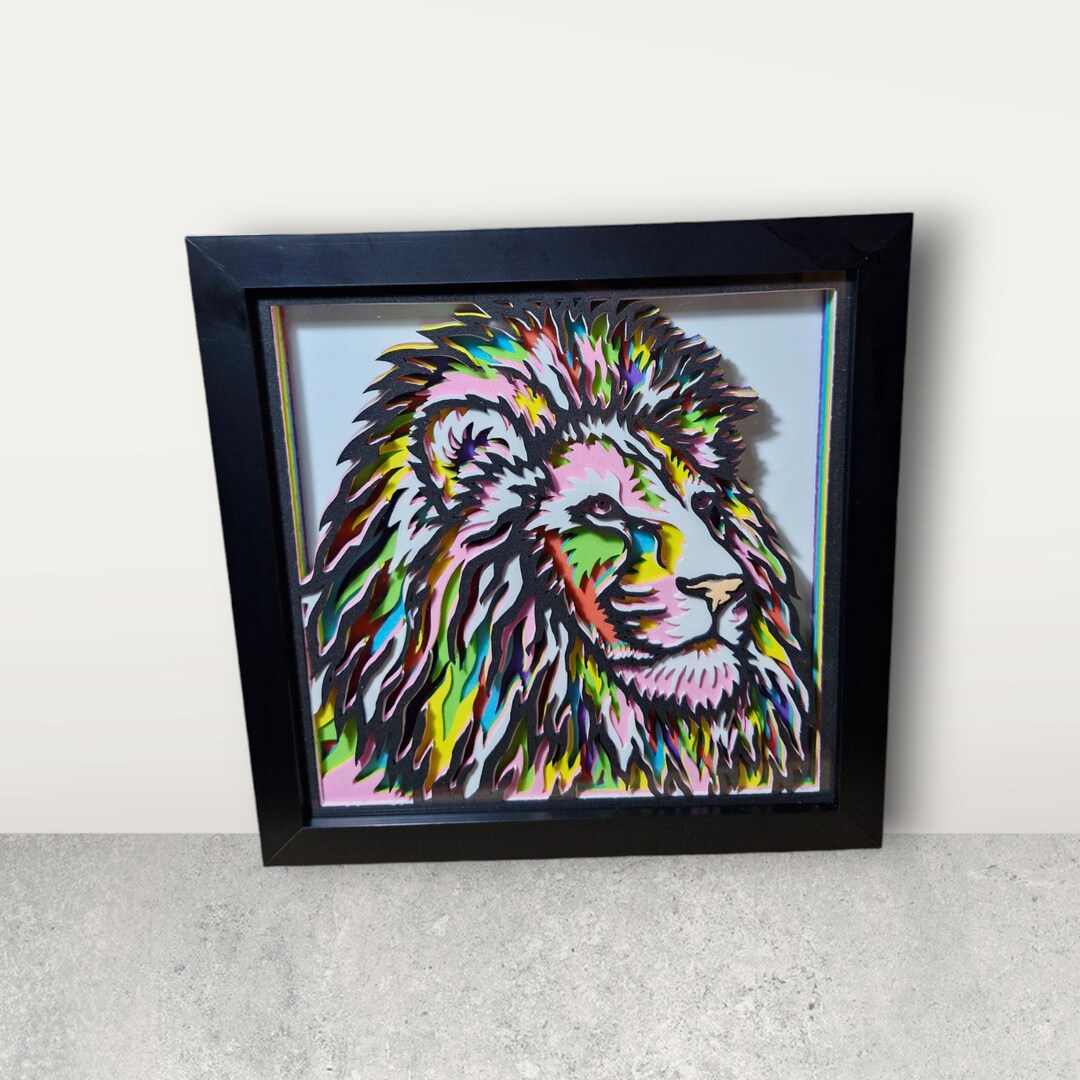 Lion - 3D Layered Picture - Framed - Animal Lover Gift - Etsy