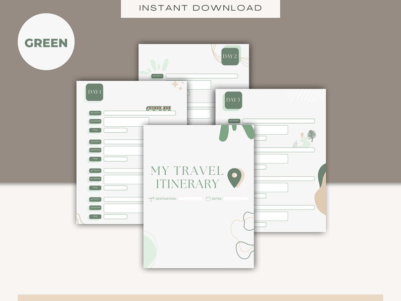 3-day Travel Itinerary Printable | PDF | Instant Download | 4 Colors ...