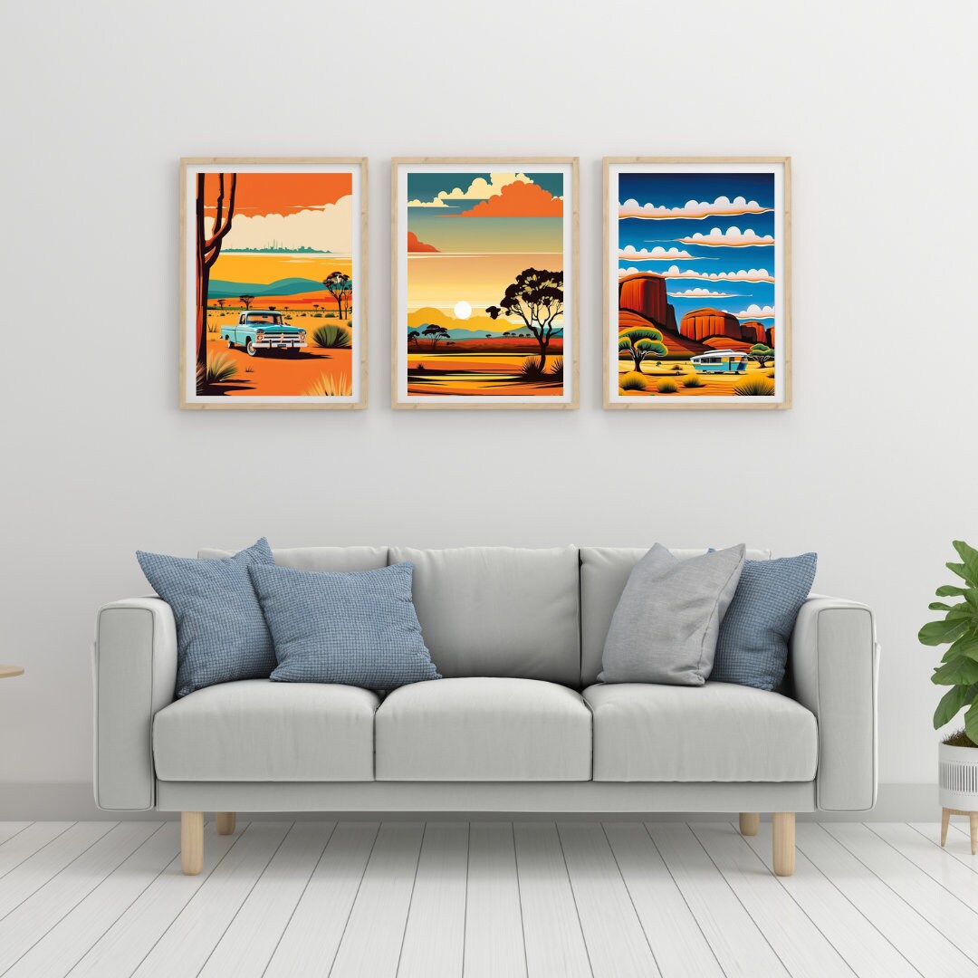 Modern Australian Outback Wall Art Posters Triptych Travel - Etsy