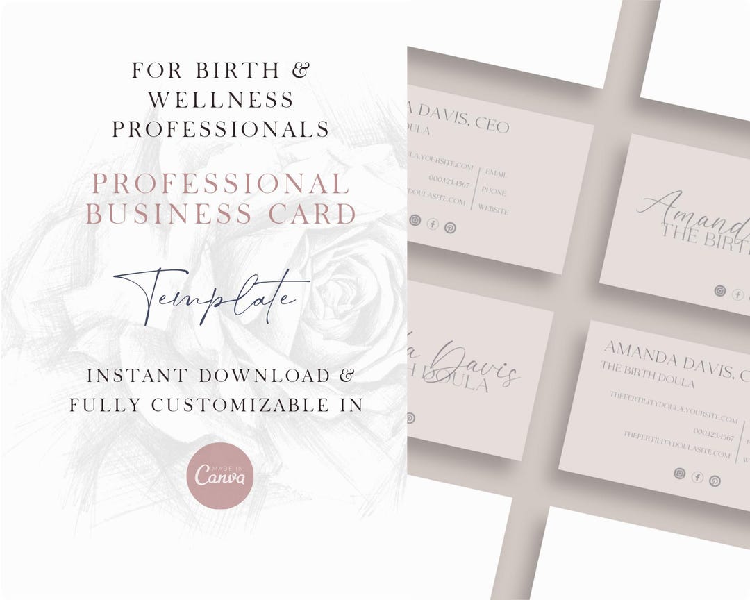 Instant Download Doula Business Card | Editable & Printable Template ...