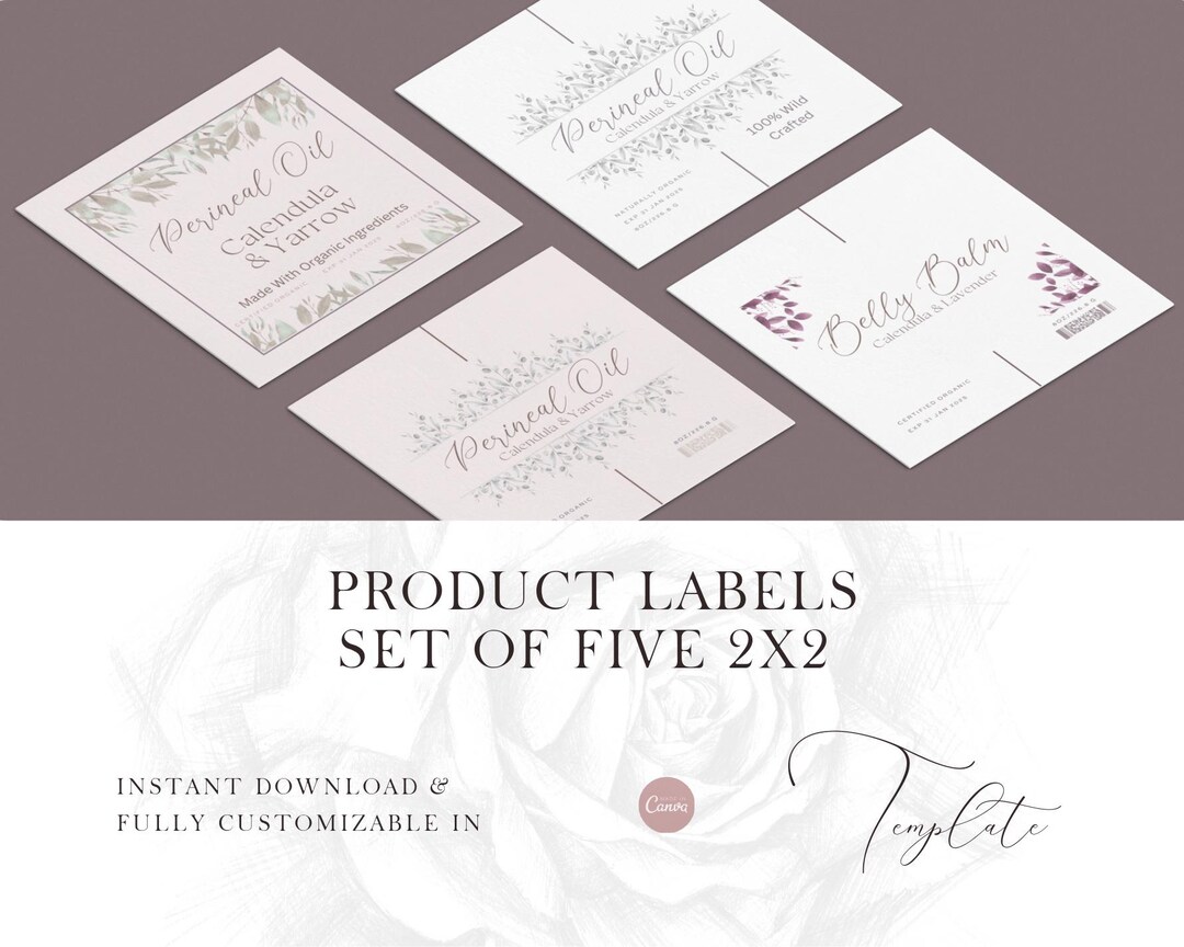 Product Labels 2x2 Belly Balm, Perineal Oil, Skincare, Spa Product ...