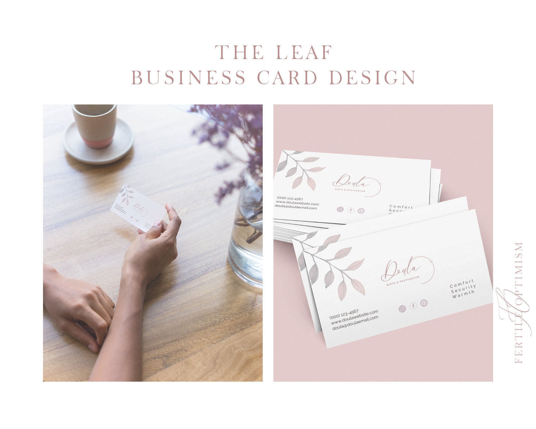 Beautiful Neutral Business Card Design Template - Doulas, Midwife ...