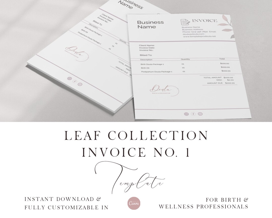 Business Invoice, Professional Invoice, Invoice for Doulas, Women's ...