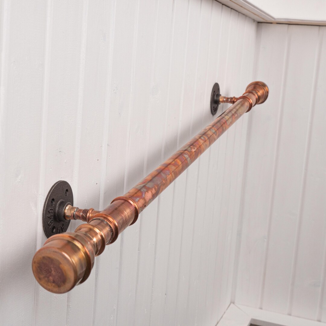 Copper Handrail Industrial Stair Railing Farmhouse Hand Rails Custom ...