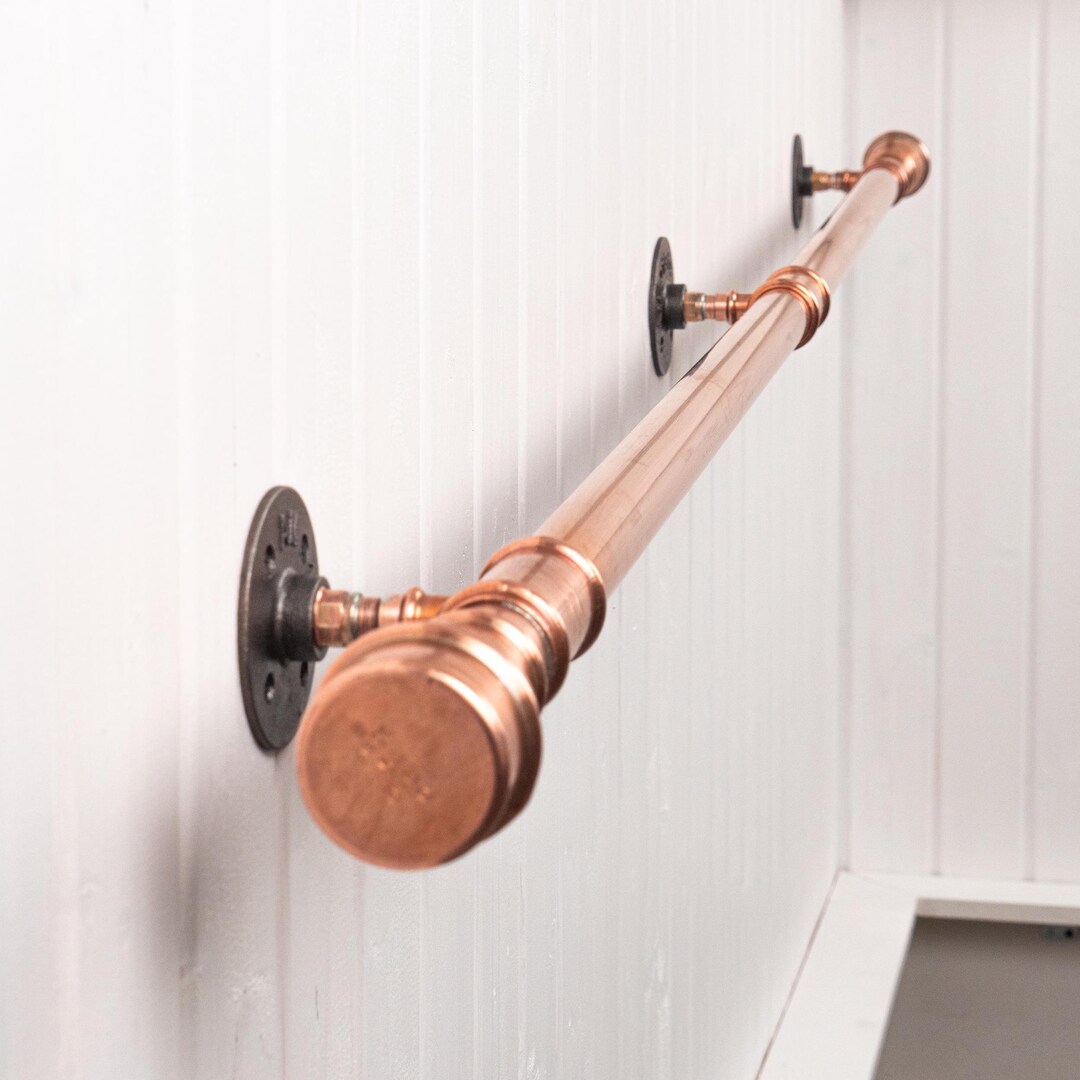 Copper Handrail Rustic Stair Railing Farmhouse Hand Rails Custom Size ...