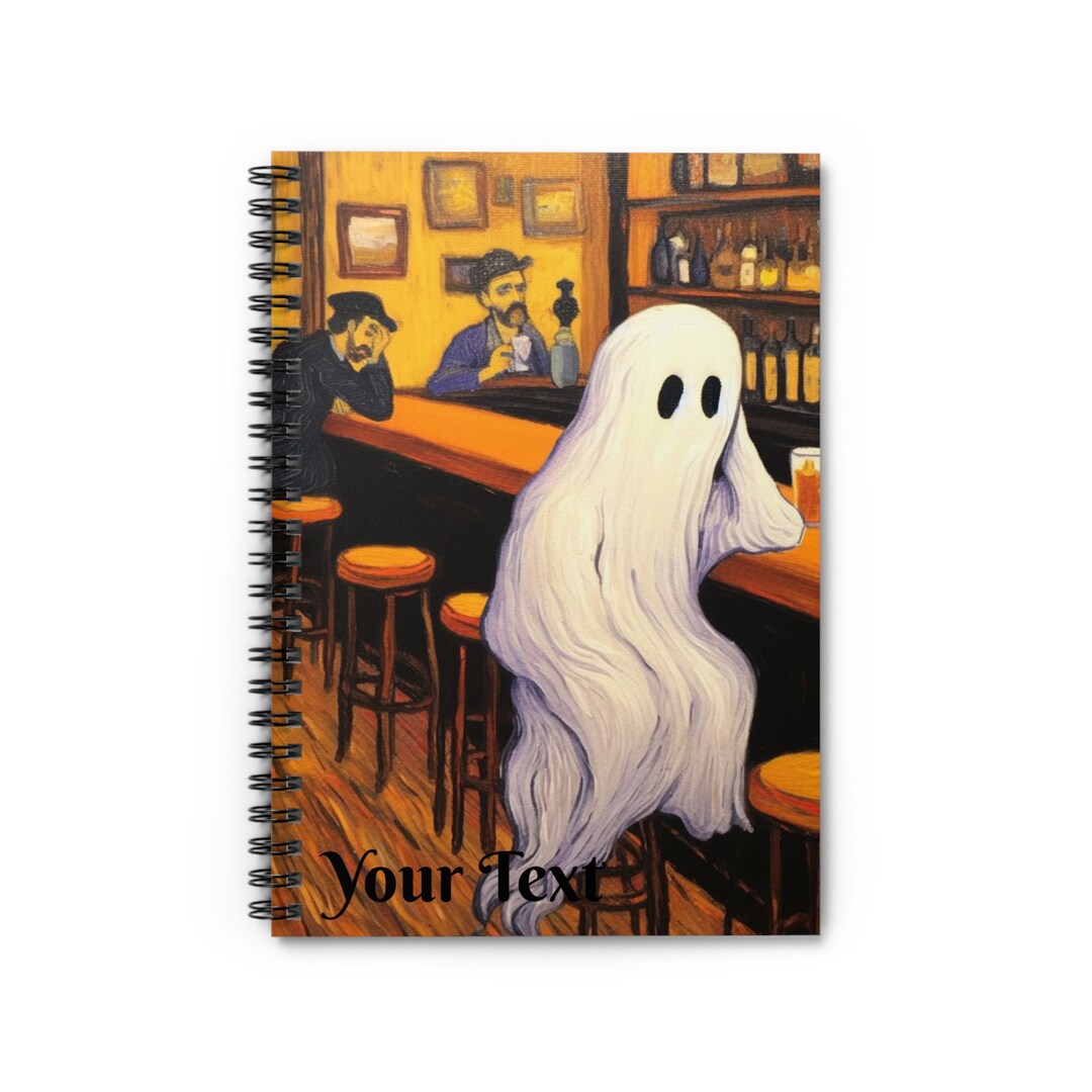 Sad Ghost Alone at a Bar Spiral Notebook 118 Pages of Ruled Line ...