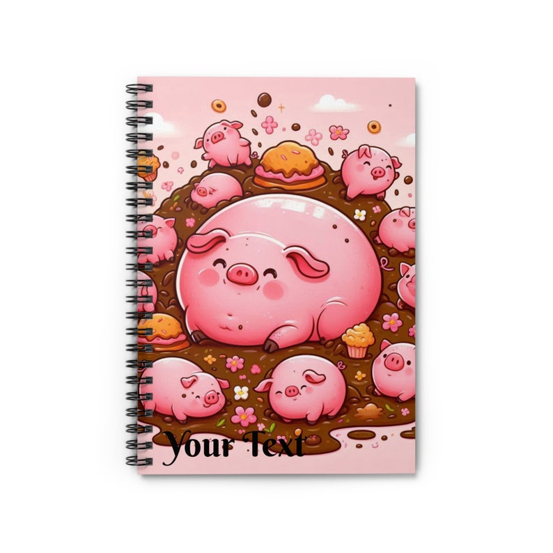 Charming Pig and Piglets Spiral Notebook 118 Pages of Ruled Line Delight CUSTOMIZABLE COVER - Etsy