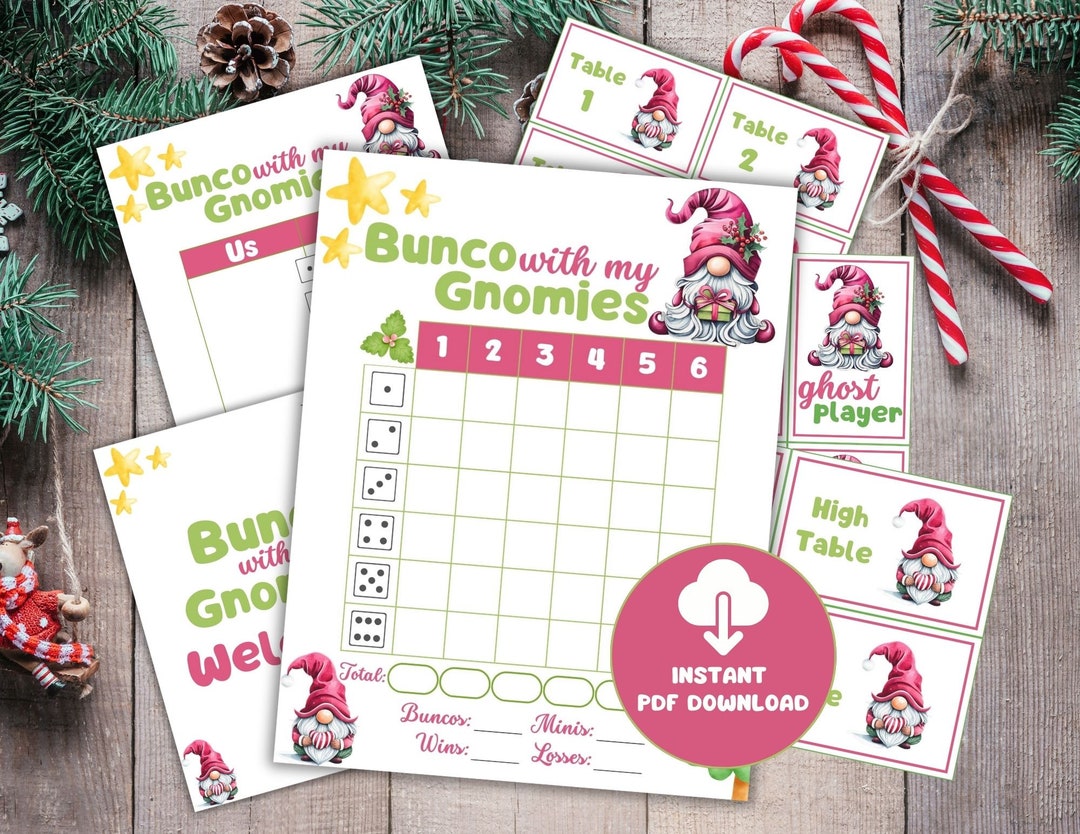 Bunco Score Cards Printable, Christmas Family Party Game, Bunco Game ...