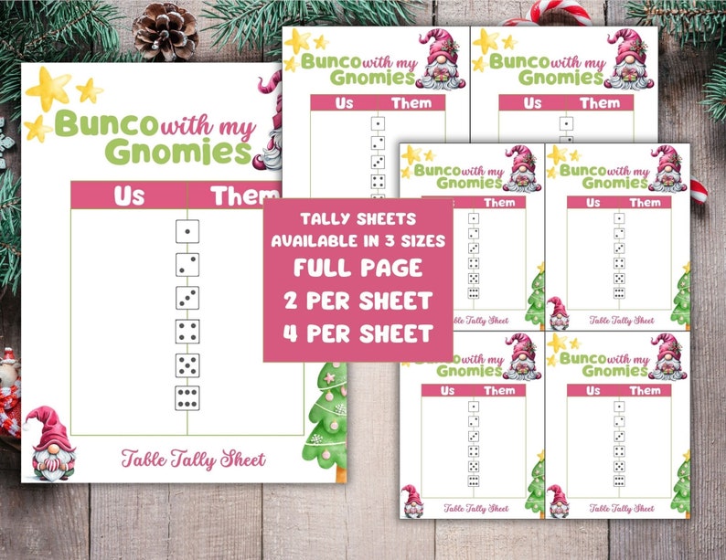 Bunco Score Cards Printable, Christmas Family Party Game, Bunco Game ...