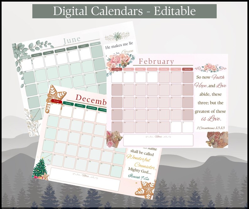 Digital April Calendar Fully Editable Template Monthly Planner With ...
