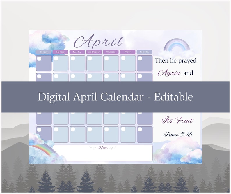 Digital April Calendar Fully Editable Template Monthly Planner With ...