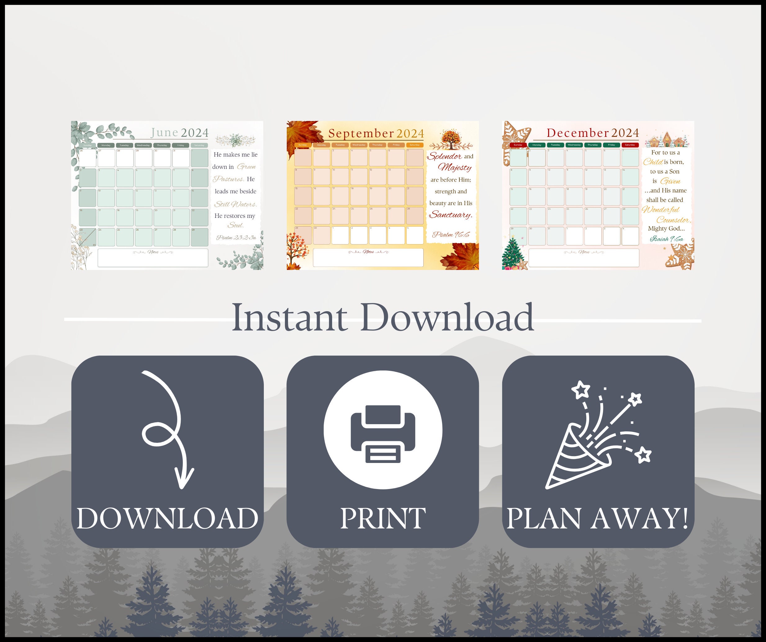 December 2024 Printable Calendar Monthly Planner 2024 Digital Download ...