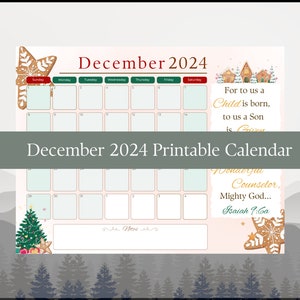 December 2024 Printable Calendar Monthly Planner 2024 Digital Download ...