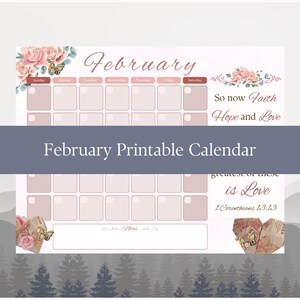 February Printable Calendar for Any Year Monthly Planner With Bible ...