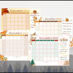 2023-2024 Bible Verse Printable Calendar Monthly Planner 2024 Digital ...