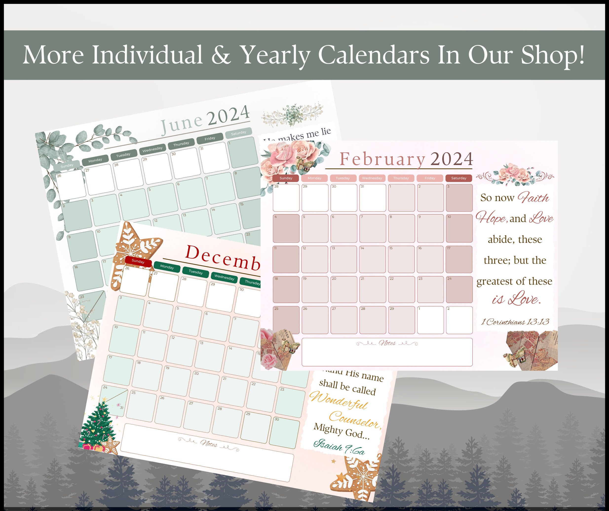 December 2024 Printable Calendar Monthly Planner 2024 Digital Download ...