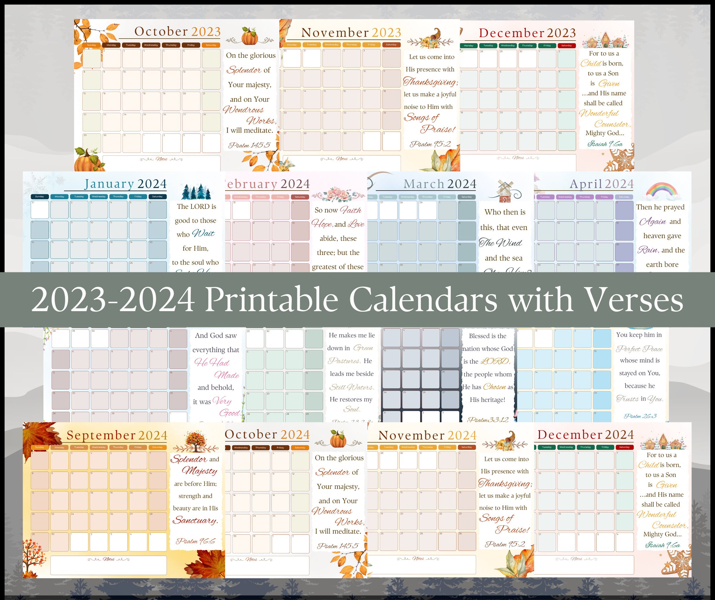2023-2024 Bible Verse Printable Calendar Monthly Planner 2024 Digital ... 2023-2024 Bible Verse Printable Calendar Monthly Planner 2024 Digital ...