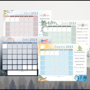 2023-2024 Bible Verse Printable Calendar Monthly Planner 2024 Digital ...