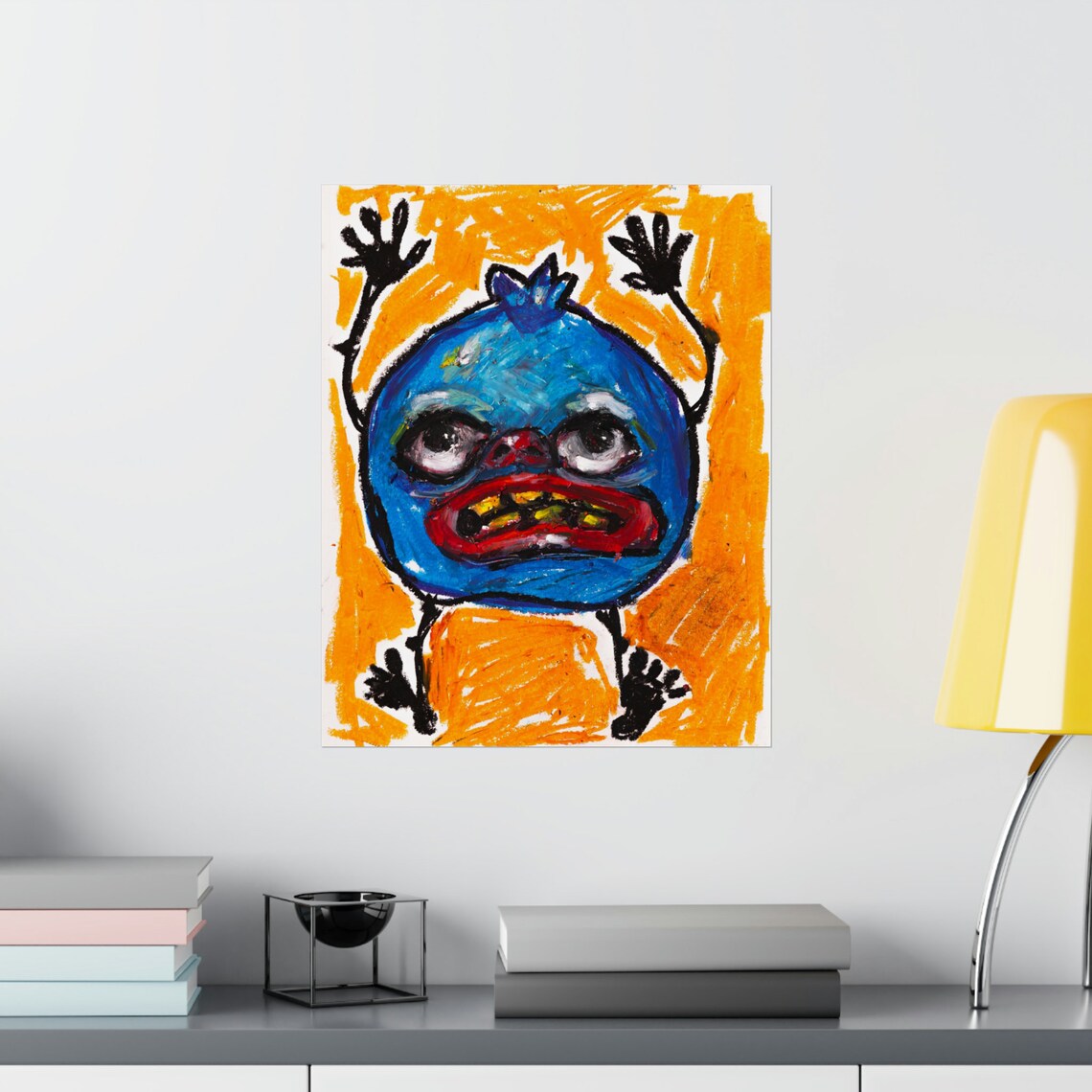 Silly Blueberry by Lillygoats Matte Poster, Oil Pastel Illustration Art ...