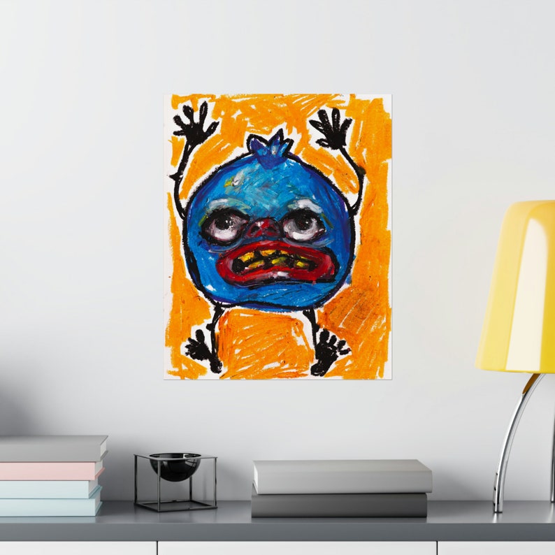 Silly Blueberry by Lillygoats Matte Poster, Oil Pastel Illustration Art ...