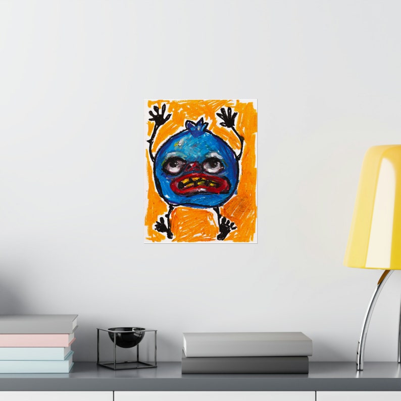 Silly Blueberry by Lillygoats Matte Poster, Oil Pastel Illustration Art ...