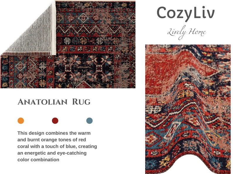 Orange Red Kitchen Rugs, Turkish Kilim Rug 3x5, Heriz Pattern Oriental ...