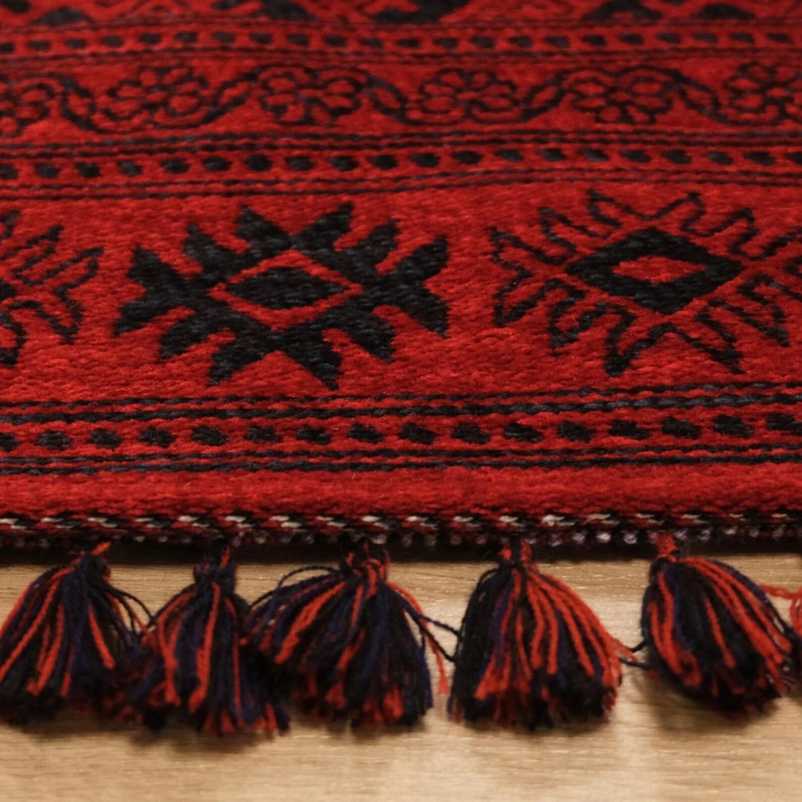 Tradational Afgan Burgundy, Red Rug, Ethnic Pattern Bokhara, Washable ...