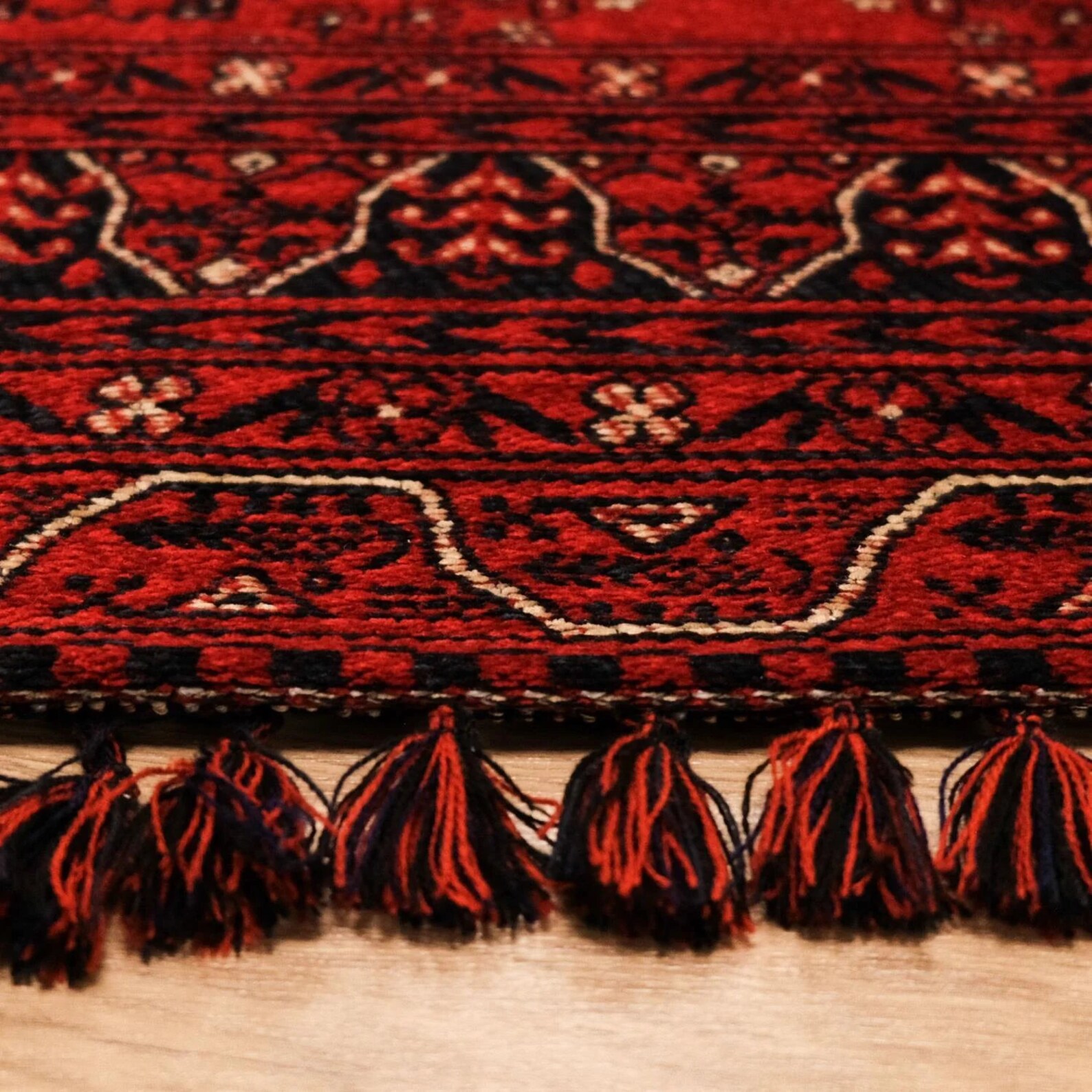 Sultan's Secret Bokhara Afghan Pattern Tradational Red Carpet, Washable ...