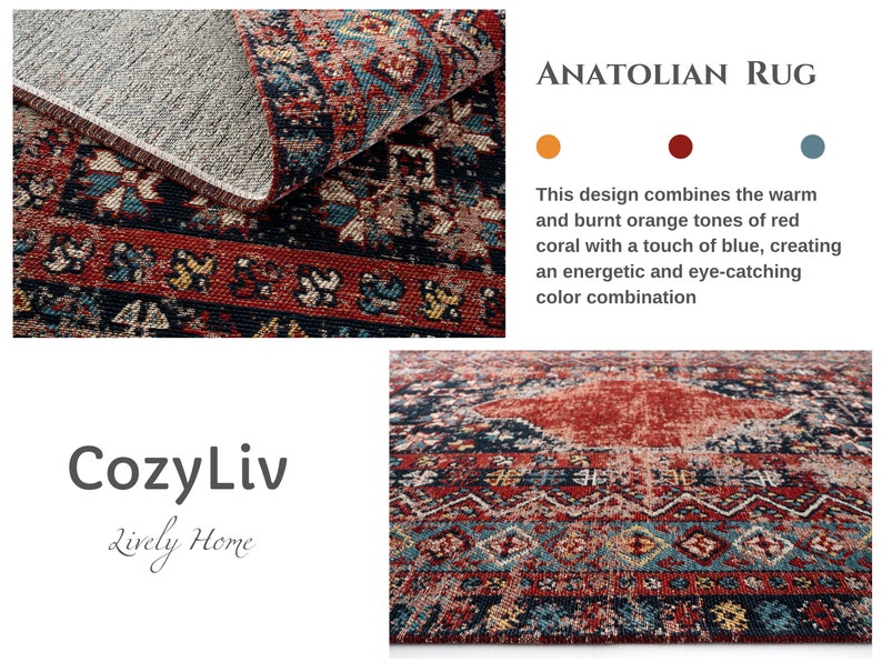 Orange Red Kitchen Rugs, Turkish Kilim Rug 3x5, Heriz Pattern Oriental ...