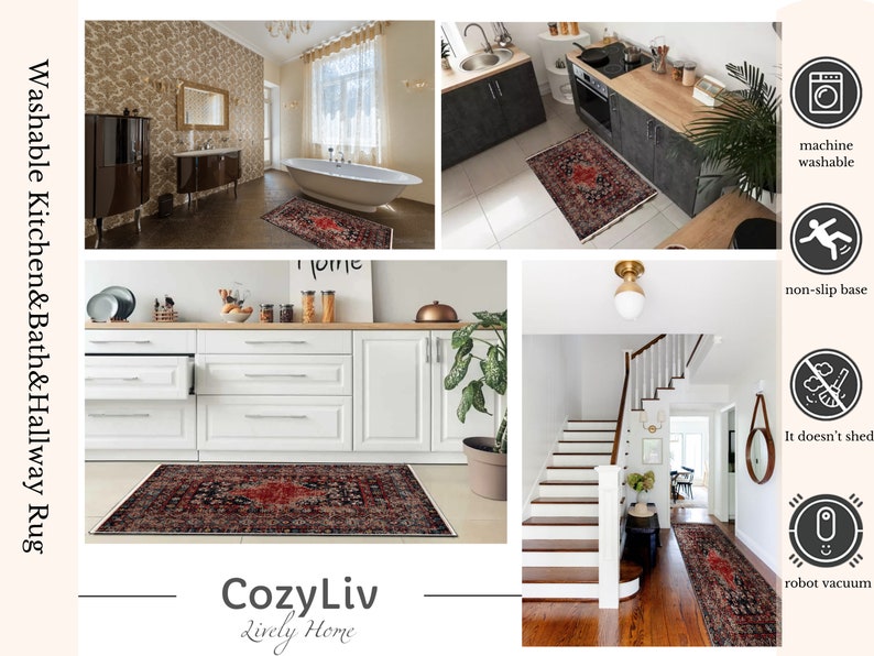 Orange Red Kitchen Rugs, Turkish Kilim Rug 3x5, Heriz Pattern Oriental ...