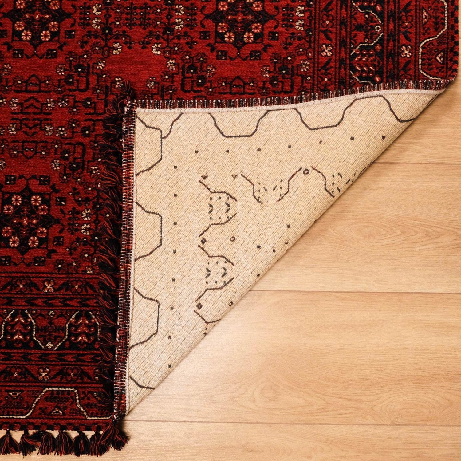 Sultan's Secret Bokhara Afghan Pattern Tradational Red Carpet, Washable ...