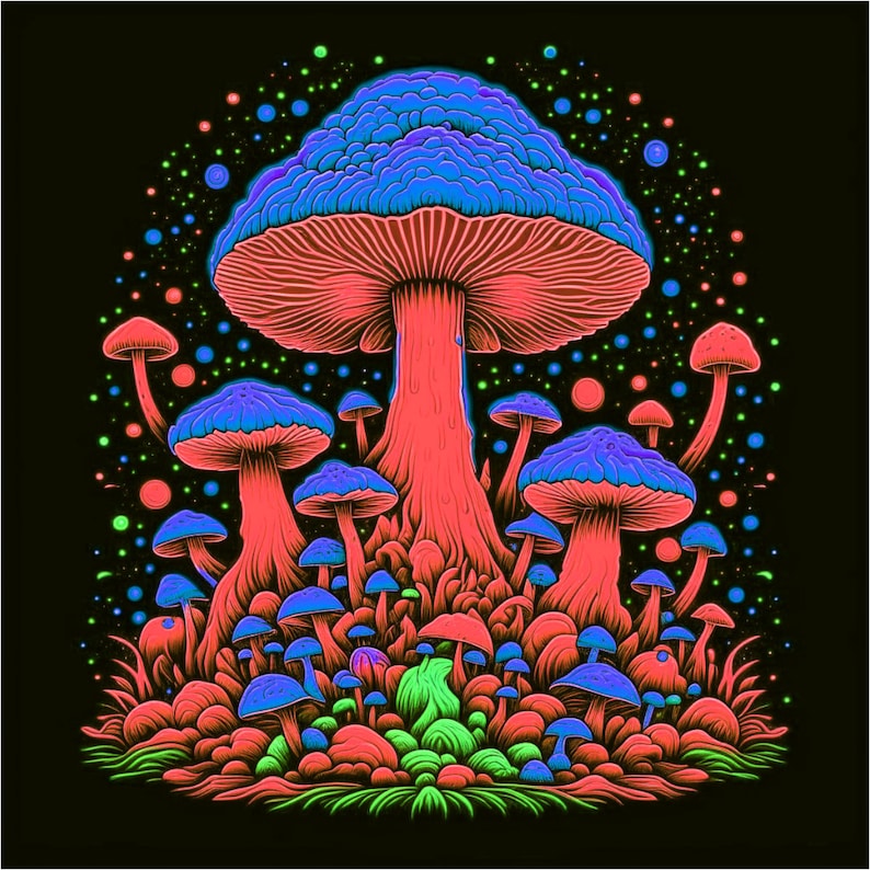 Printable Psycadellic Mushroom Art, Five Variations - Etsy