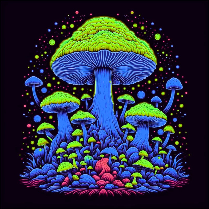 Printable Psycadellic Mushroom Art, Five Variations - Etsy